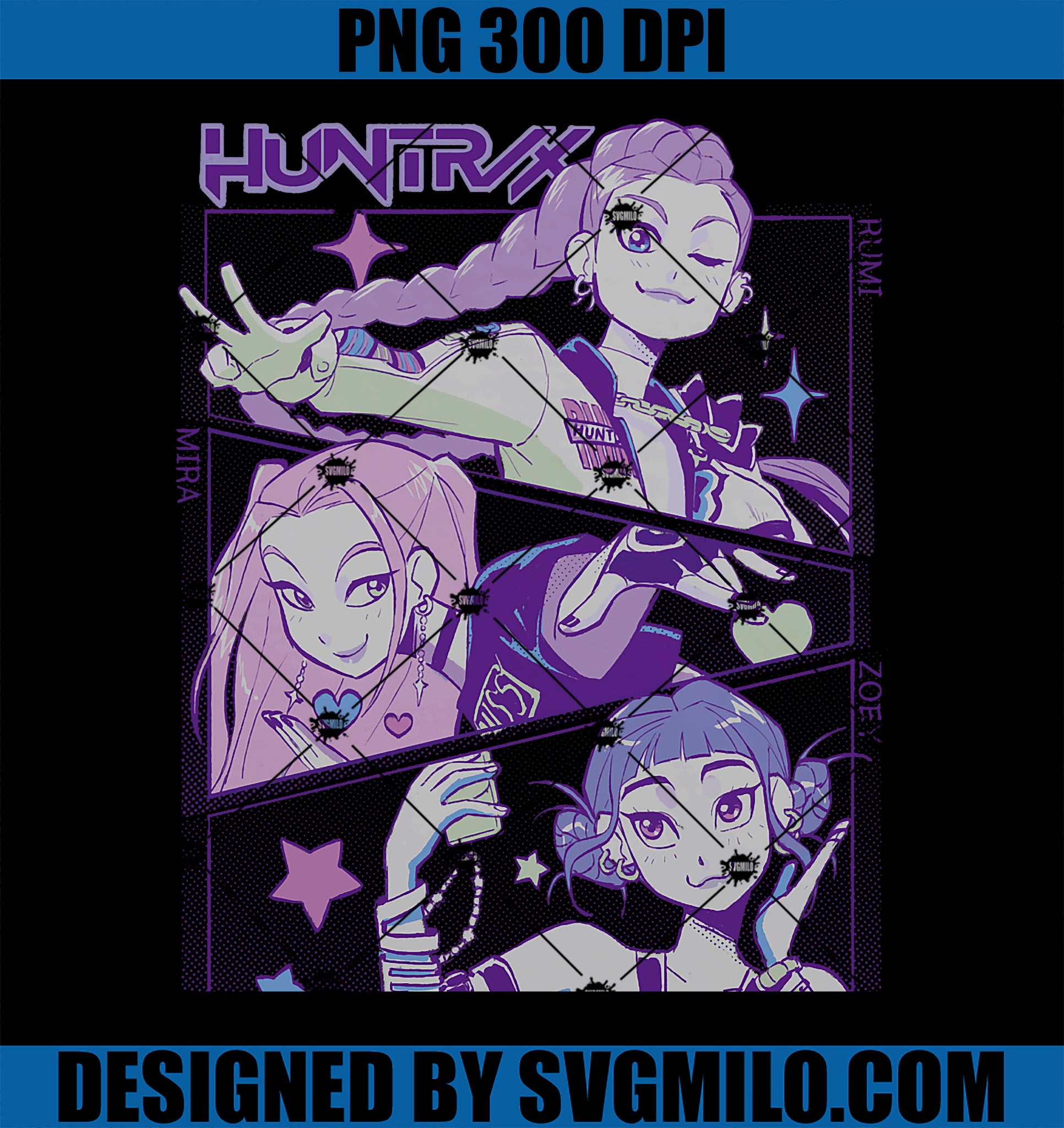 Kpop Demon Hunters Huntrix PNG, Comfort Colors Adult Heavyweight PNG