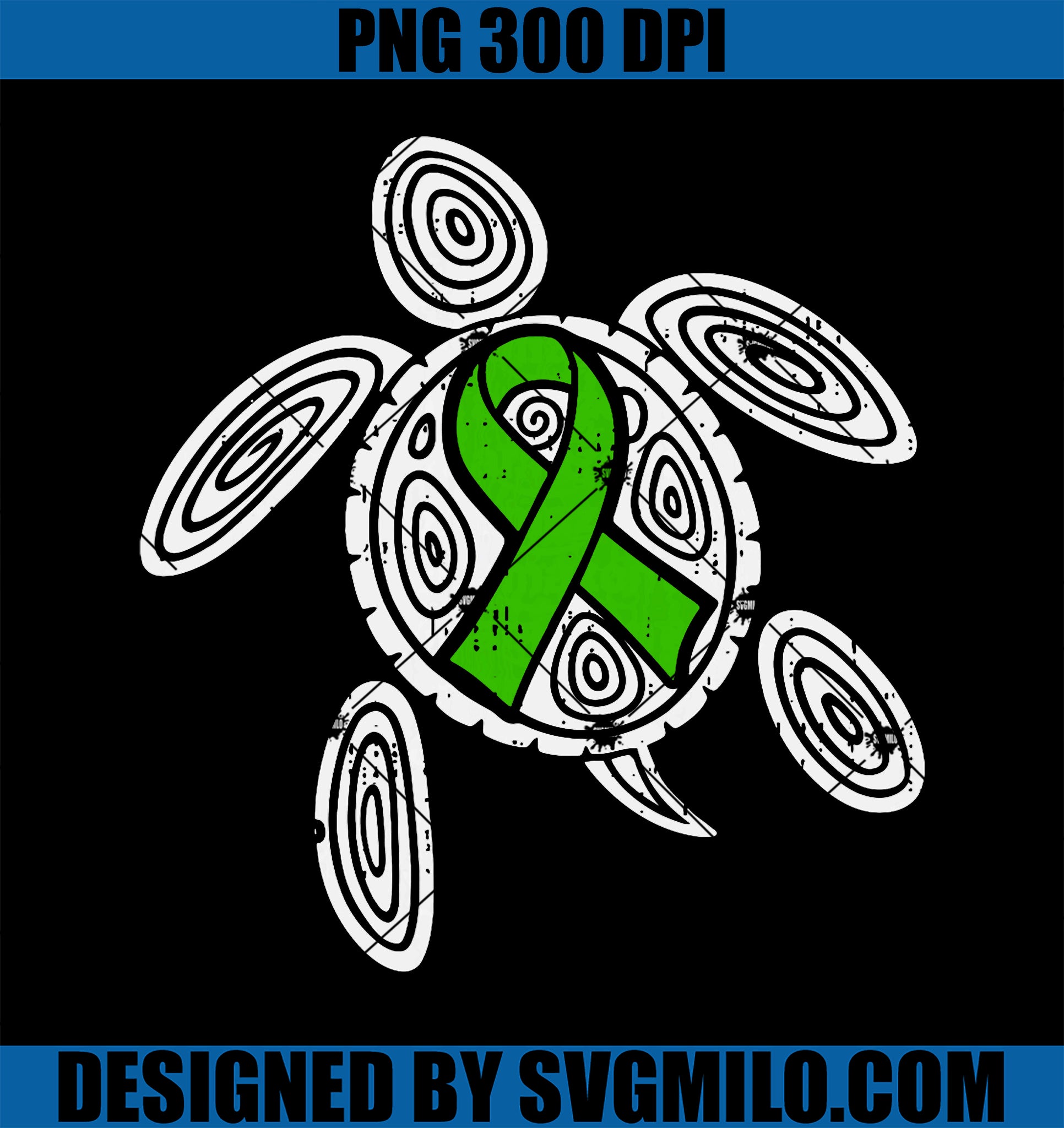 Liver Cancer Awareness PNG, Turtle Ribbon Green Support PNG