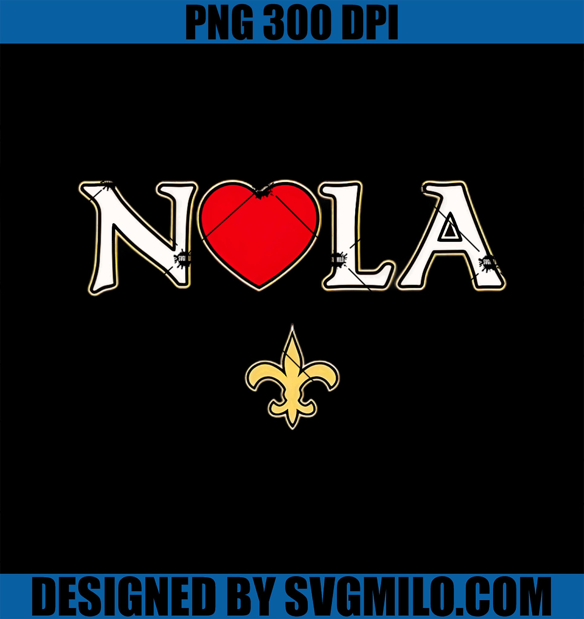 Love Nola New Orleans Fleur de Lis Heart NOLA PNG