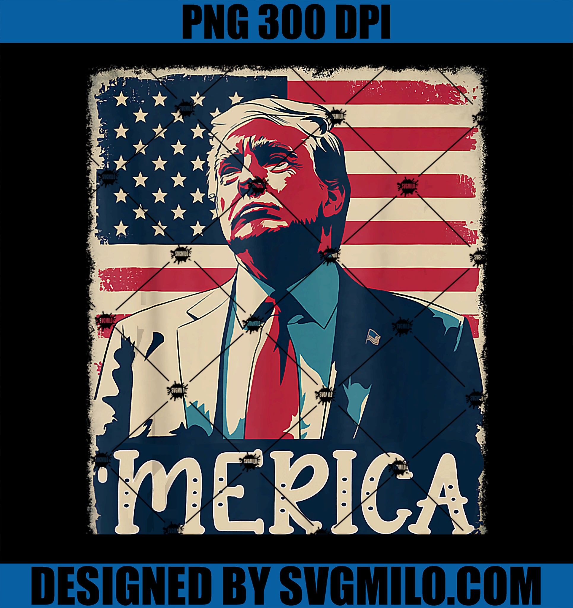 MERICA Shirt Happy 4th Of July Merica PNG, Trump American Flag PNG