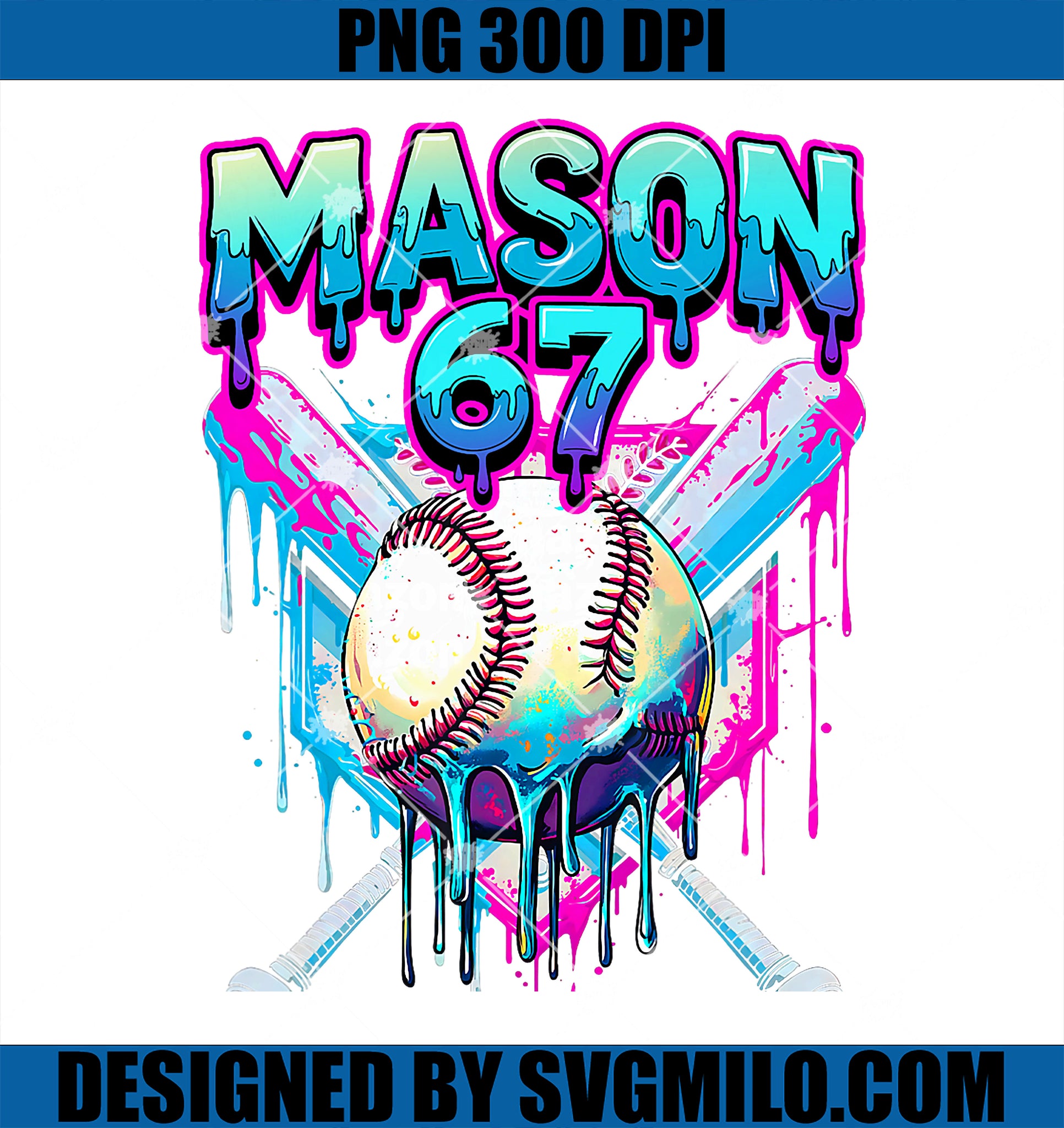 Mason 67 Ice Cream Drip Baseball Meme Graphics PNG