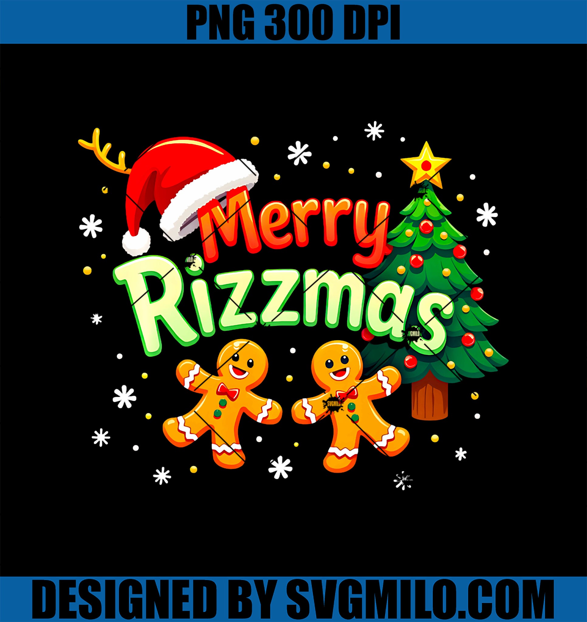 Merry Rizzmas Rizzler Santa Christmas Meme Brainrot PNG