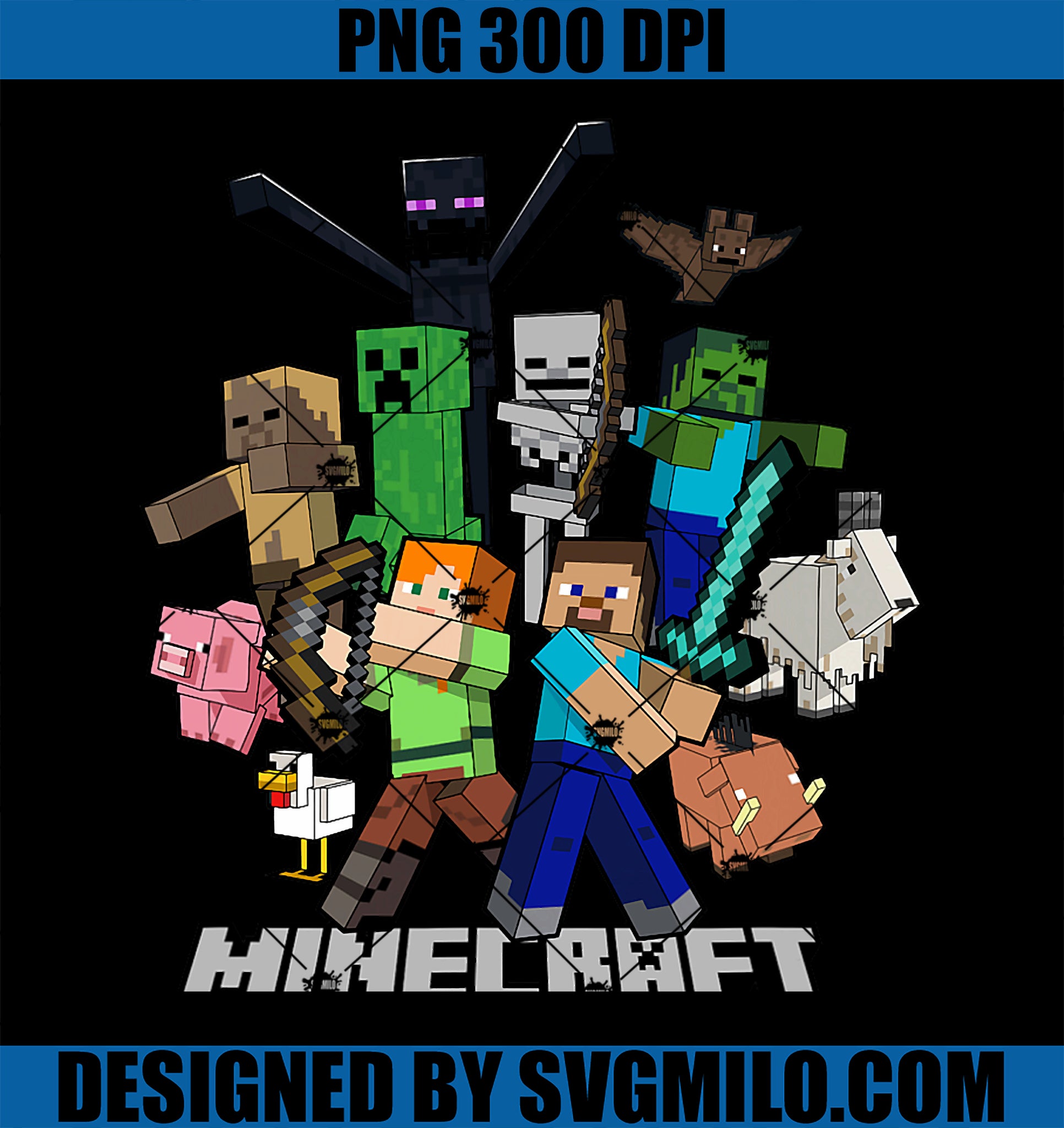 Minecraft Heroes & Enemies PNG, Group Shot PNG