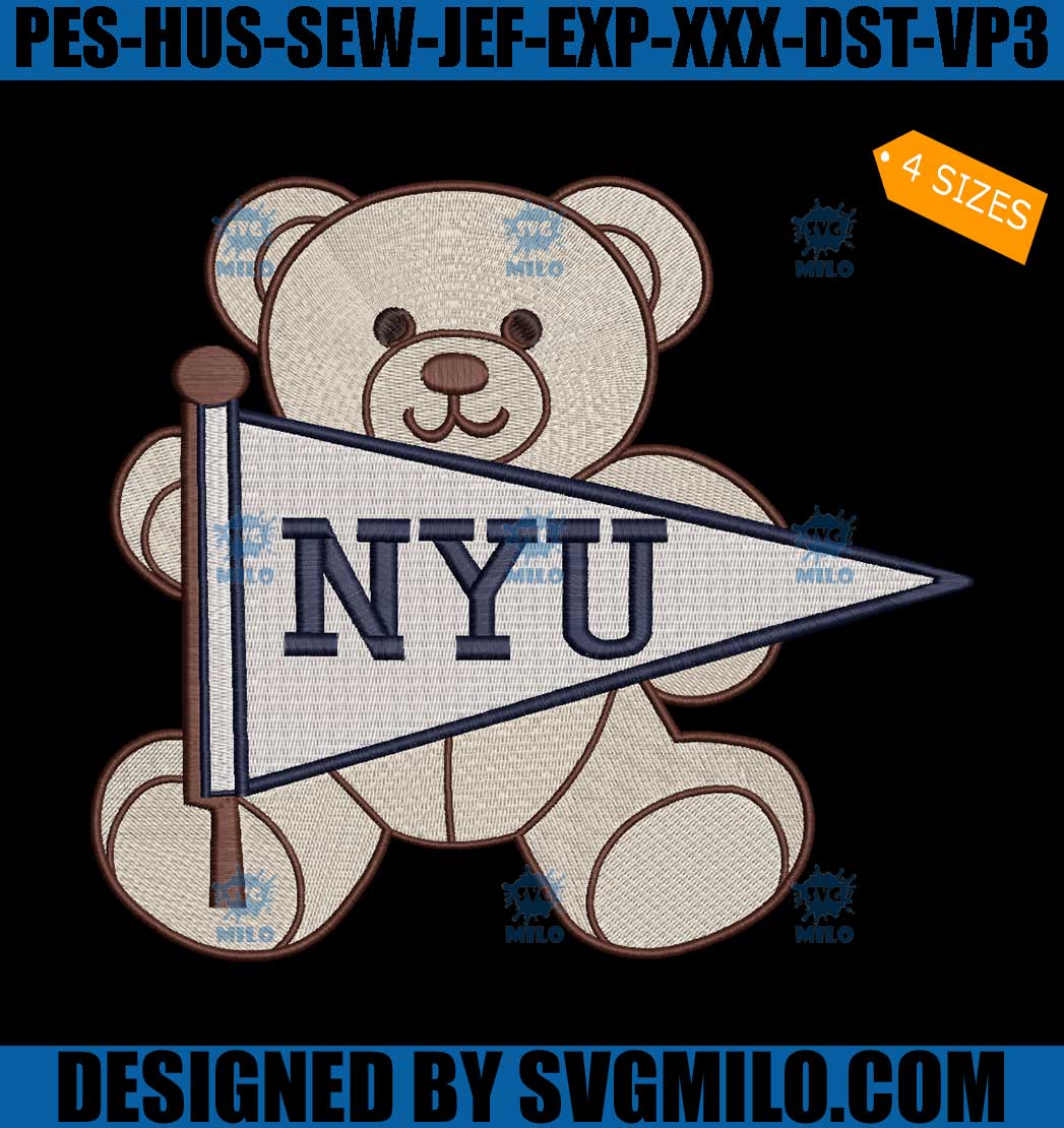 NYU-Teddy-Bear-Embroidery-Design-College-Flag-Mascot-Machine-File ...
