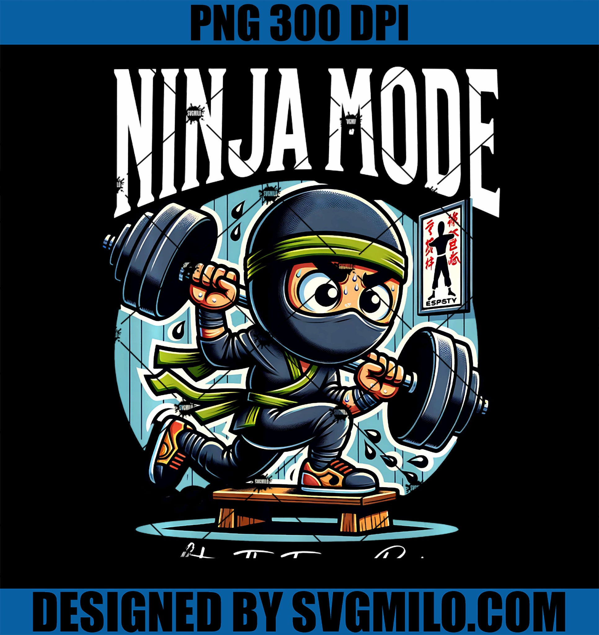 Ninja Mode Let The Training Begin PNG, Funny Gym Workout Fitness PNG
