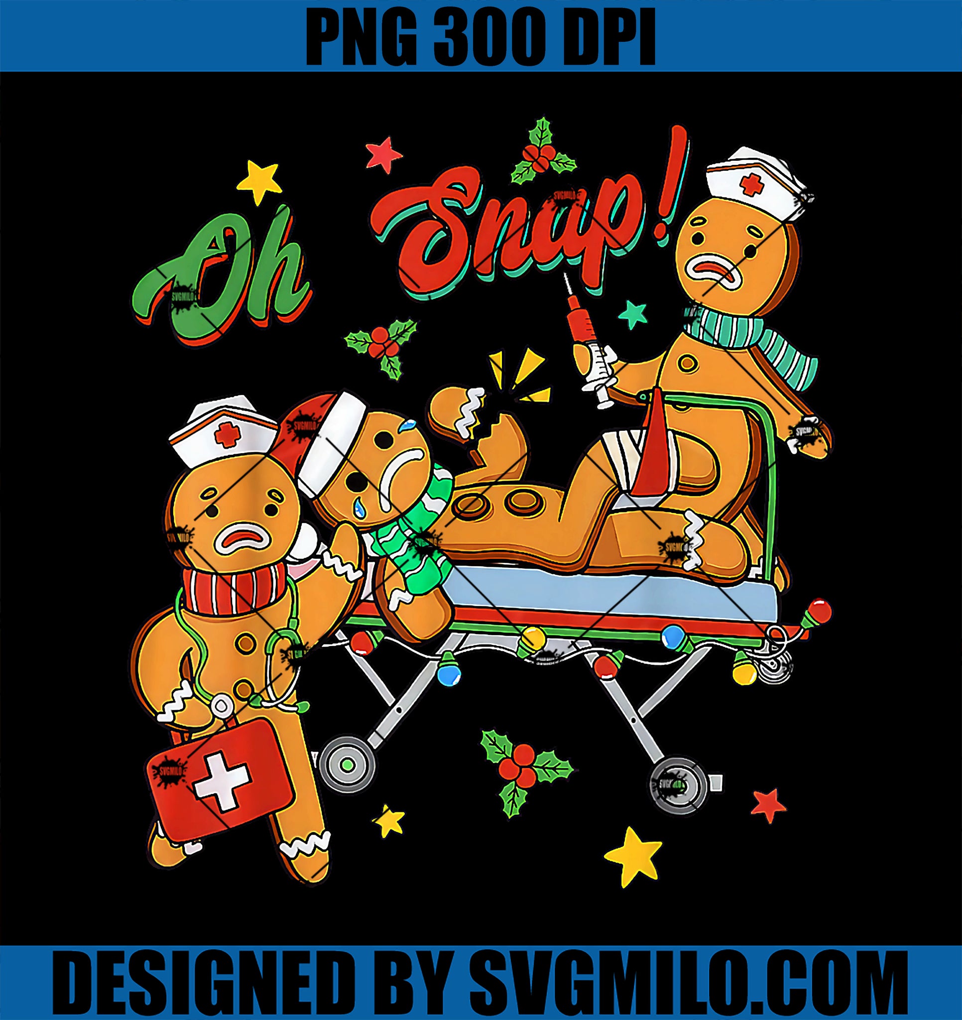 Oh Snap Gingerbread Nurse Funny Nursing Christmas Holiday PNG