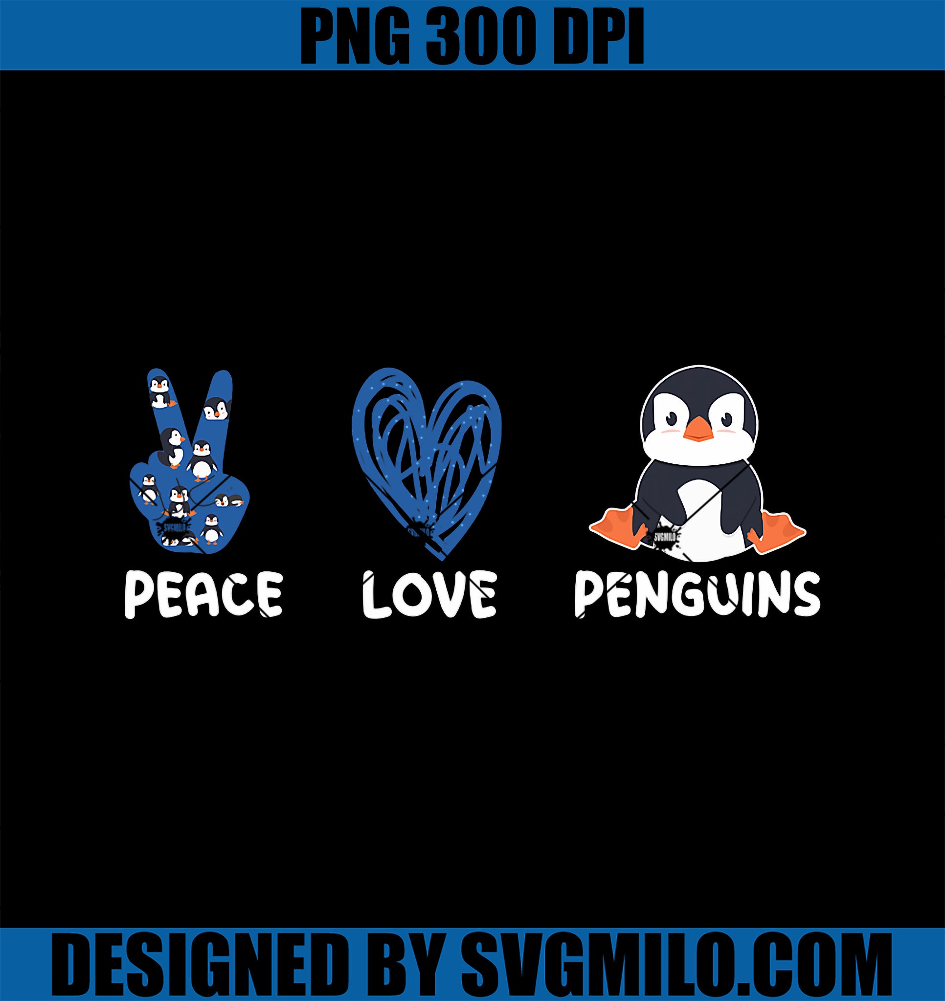 Penguin Lover Funny PNG, Peace Love Penguins PNG
