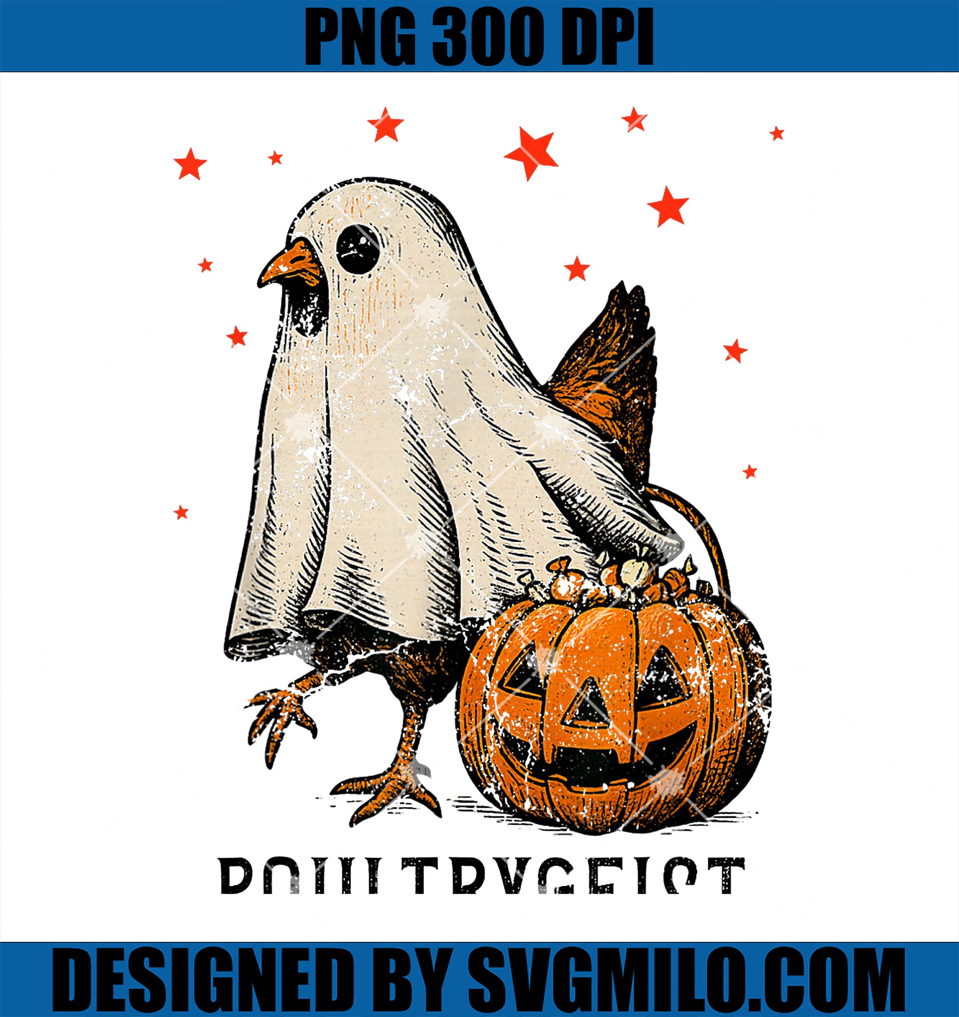 Poultrygeist Chicken Ghost Pumpkin PNG, Halloween PNG