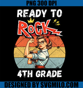 Ready To Rock 4th Grade PNG, Vintage Retro Strong Teacher PNG