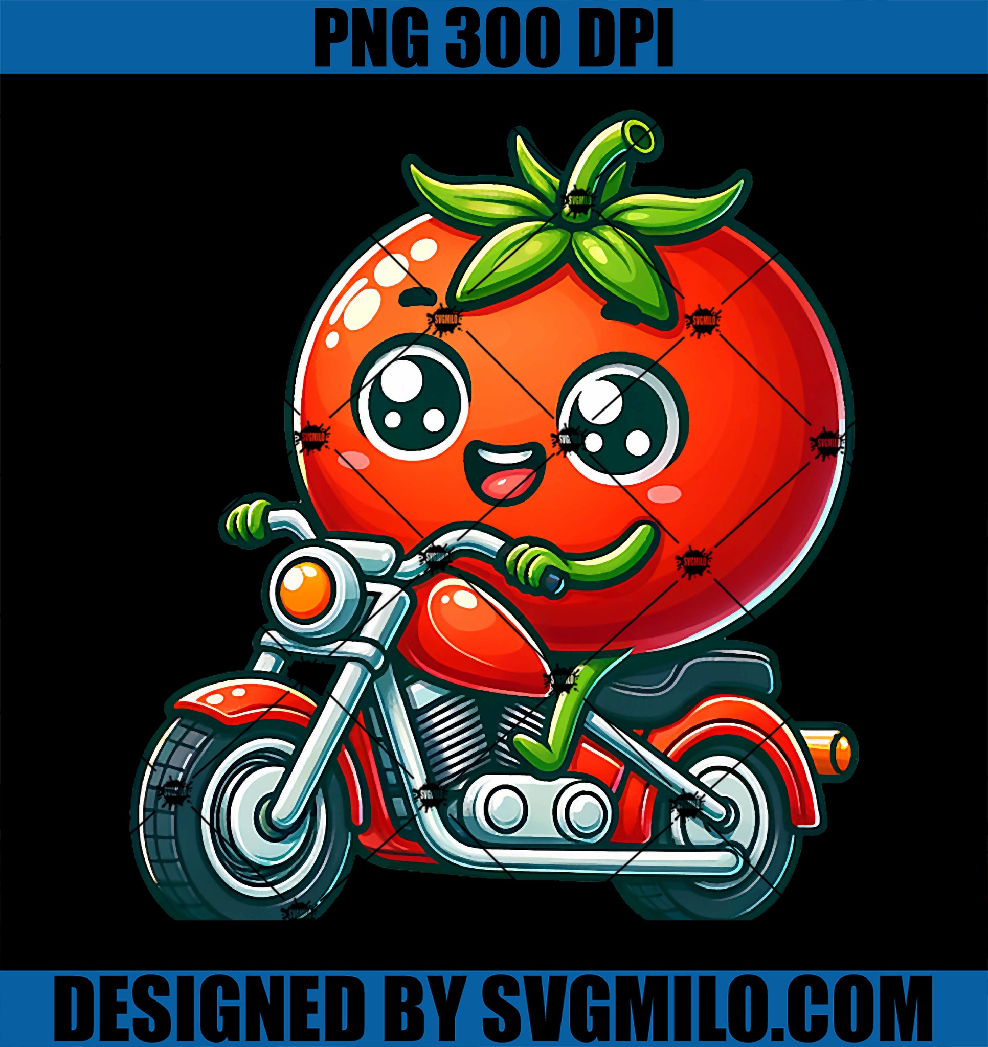 Ride On Tomato Motorcycle Cute PNG, Cartoon Art PNG