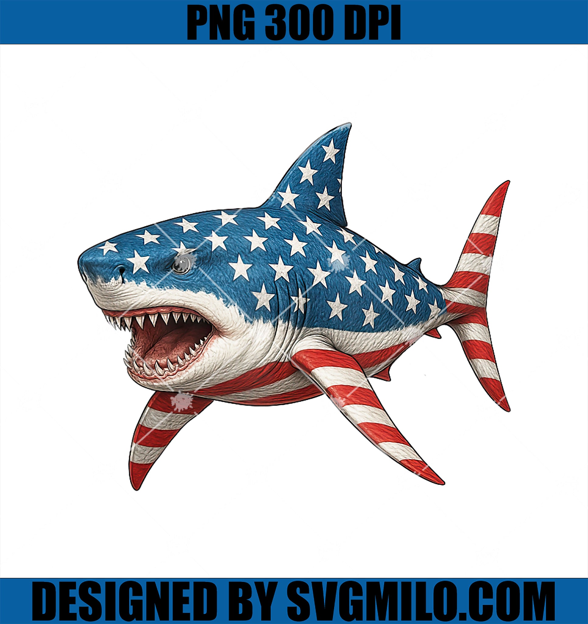 Shark American Flag PNG, 4th Of July Independence Day Shark Lover PNG