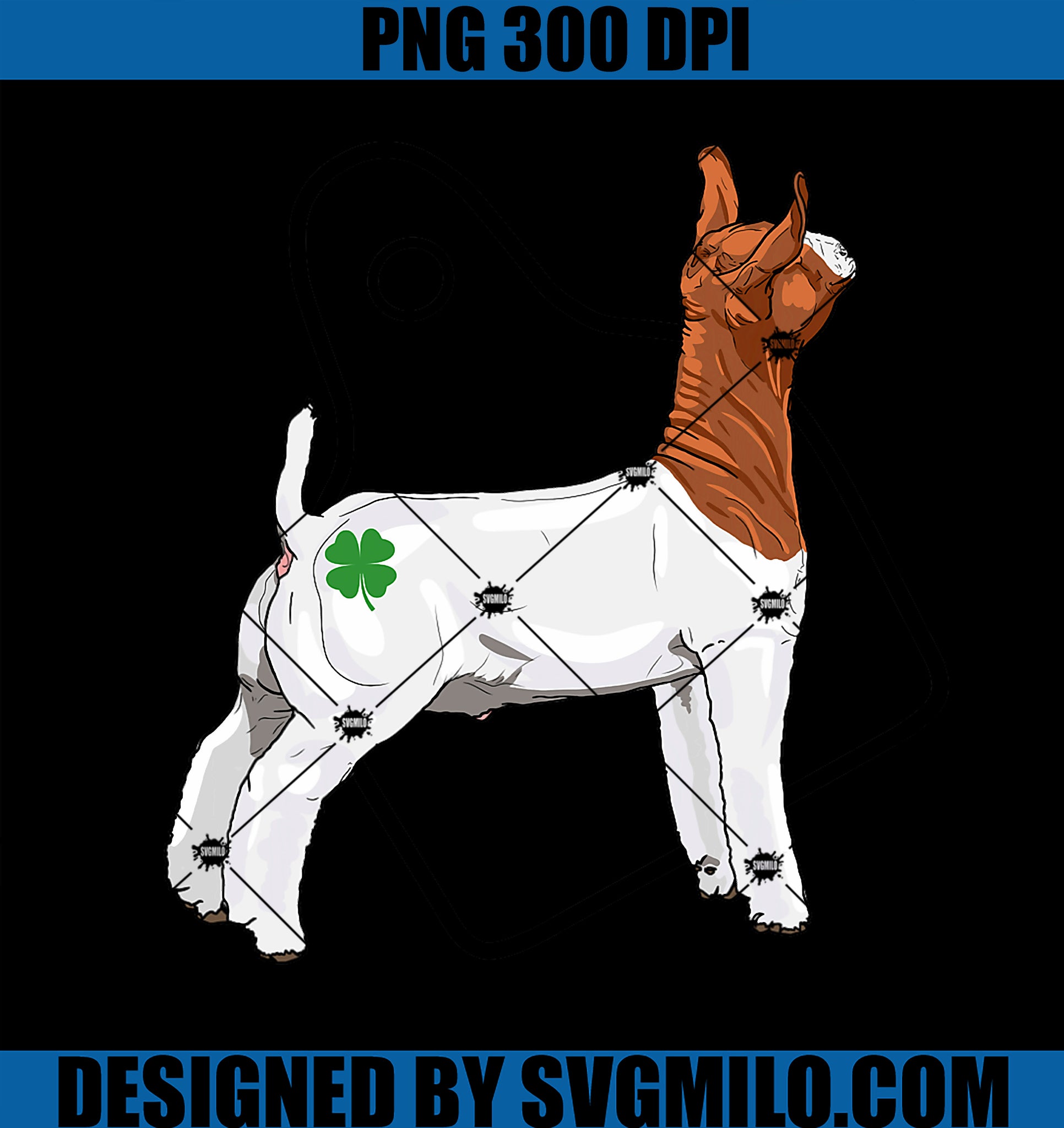 Show Market Wether Boer PNG, Goat Four Leaf Clover and Eartag PNG