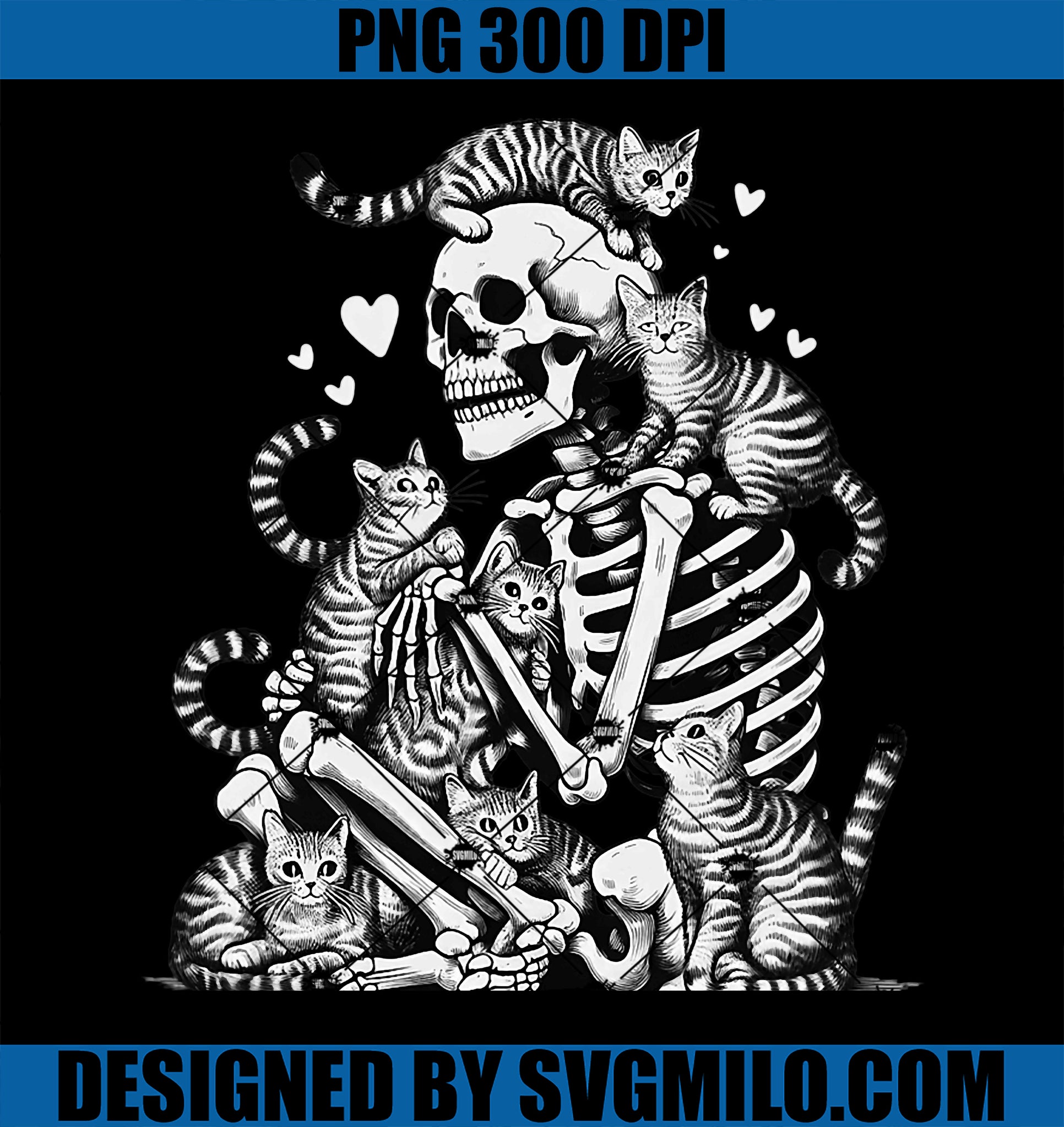 Skeleton Cat Skull Kitty Cute Halloween PNG, Goth PNG