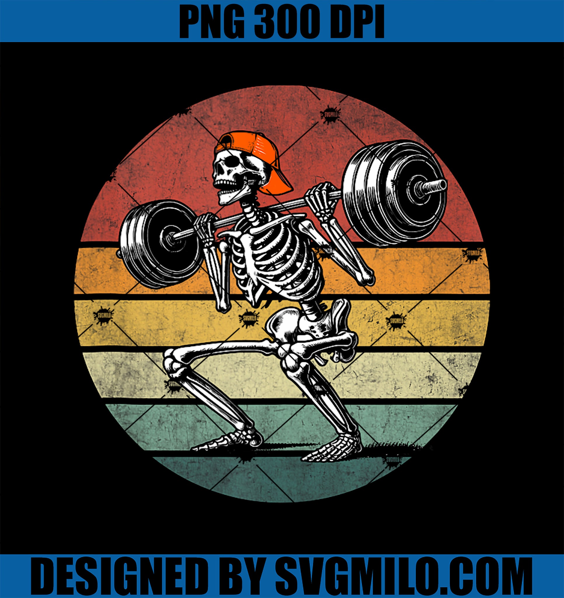 Skeleton Deadlift Workout PNG, Funny Retro Skeleton Weightlifting PNG