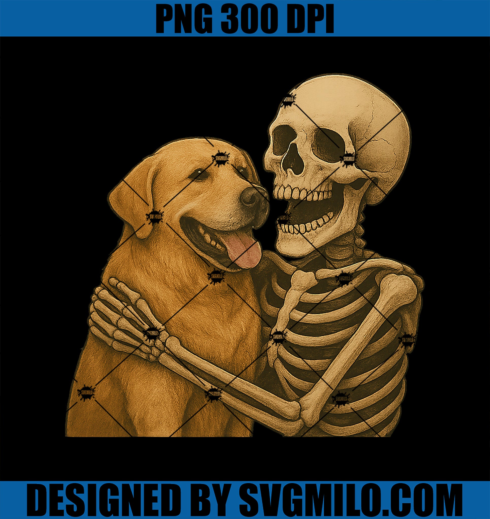 Skeleton Hugging Labrador Retriever PNG, Halloween Dog Mom Dad PNG