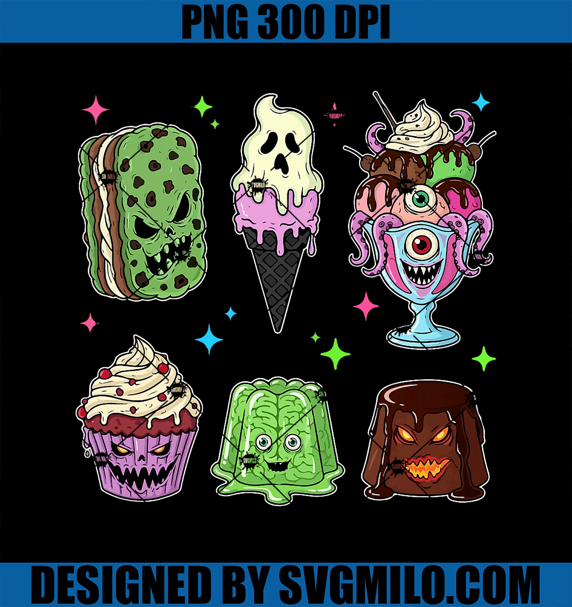 Spooky Popsicle Ice Cream PNG, Summer Party Halloween Summerween PNG