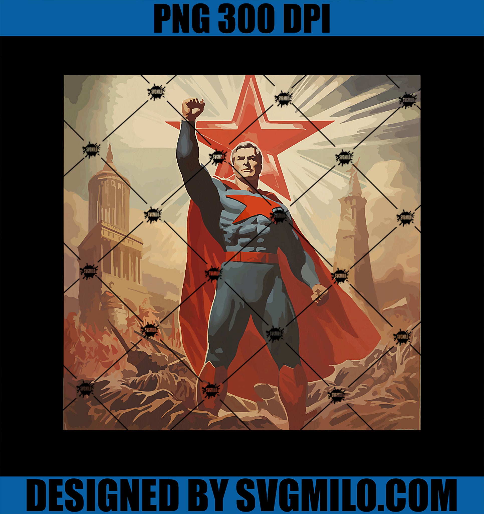 Stalin Soviet Superhero Super PNG, Man Authentic Soviet Art PNG