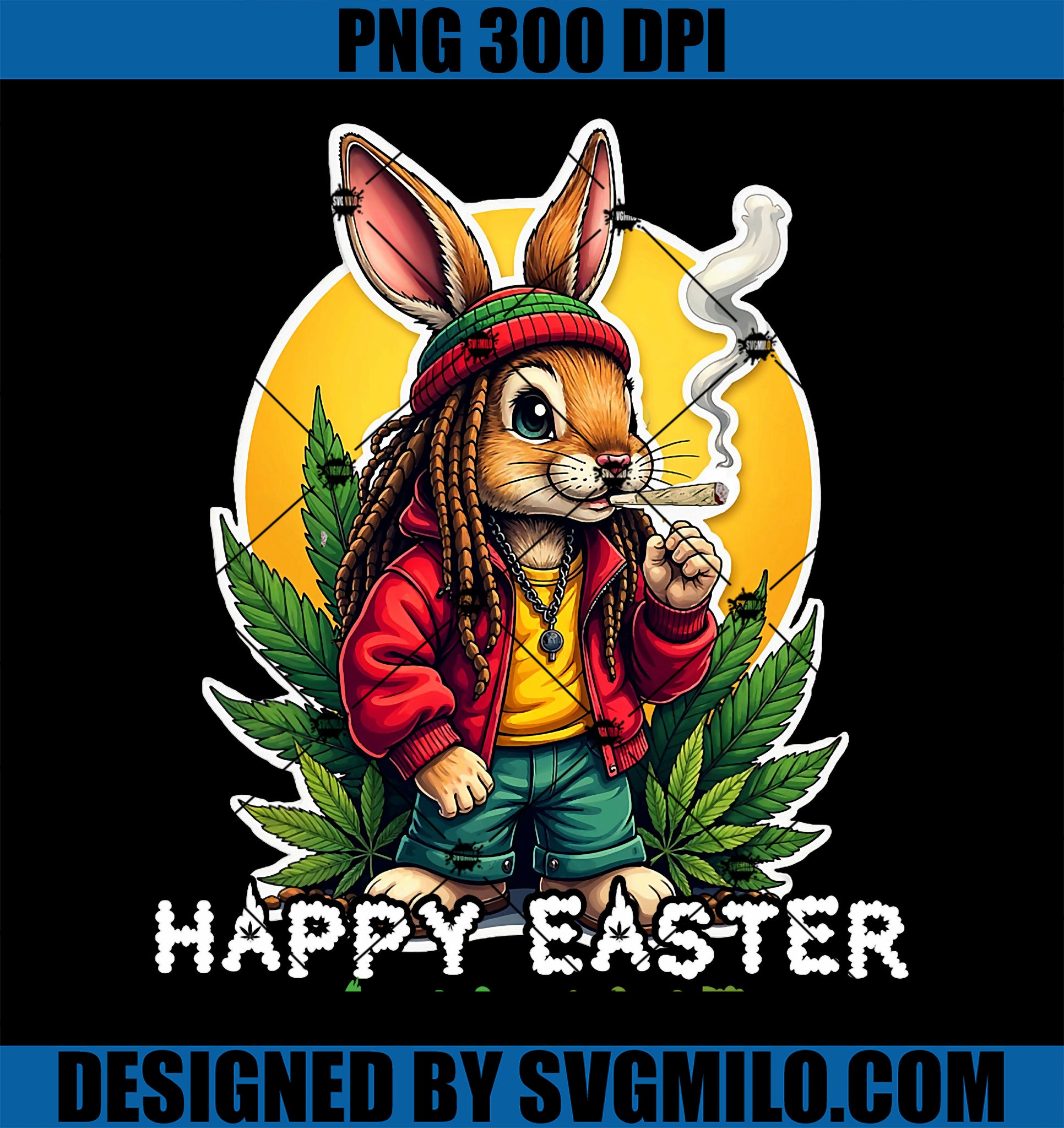 Stoned Easter PNG, Bunny With Joint 420 Marijuana Easter 420 PNG