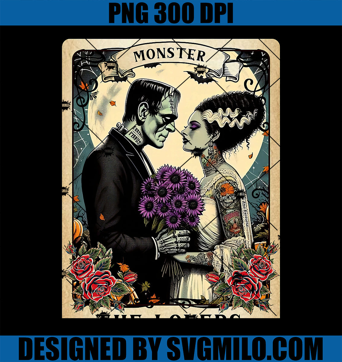 TheMonsterFrankensteinAndBrideTheLoversPNG_TarotCardPNGcopy_1200x1200 ...