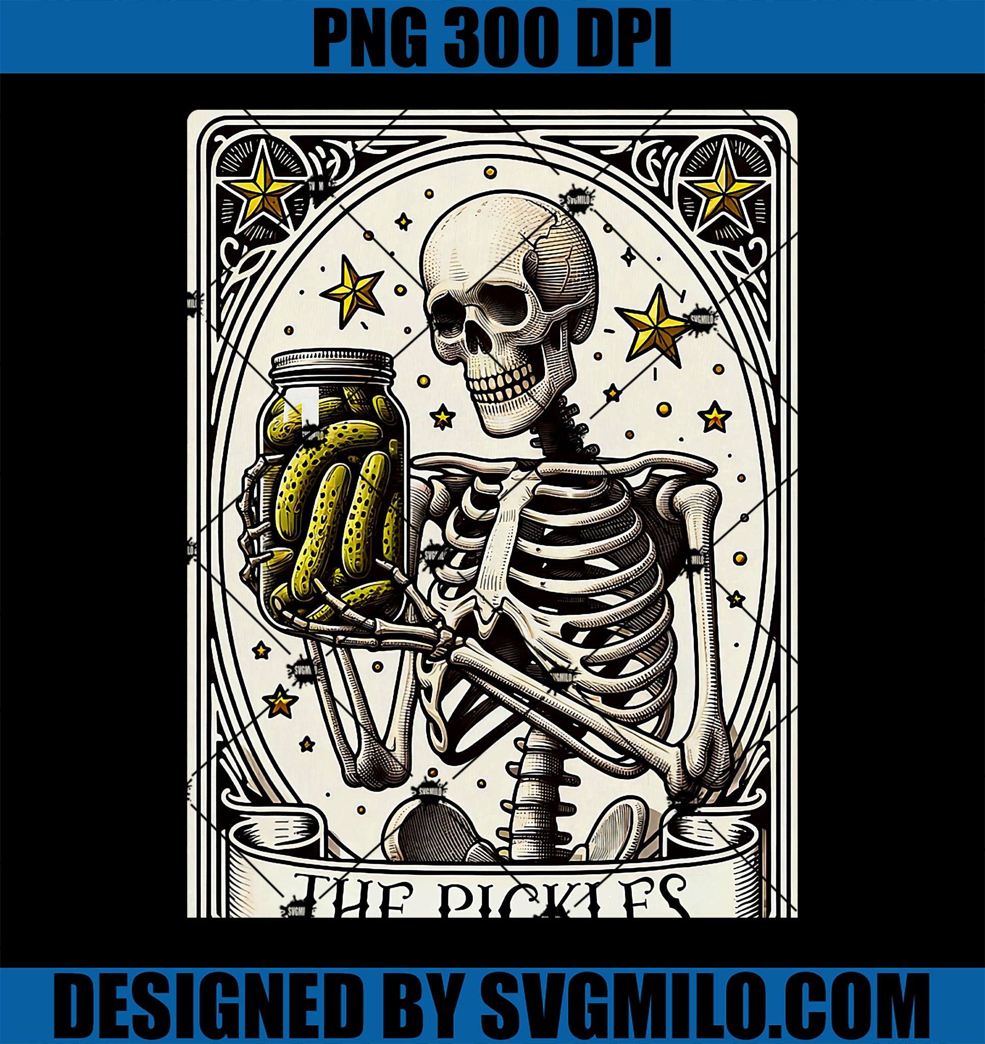 The Pickles PNG, Tarot Card Skeleton Canning Season Gardener PNG