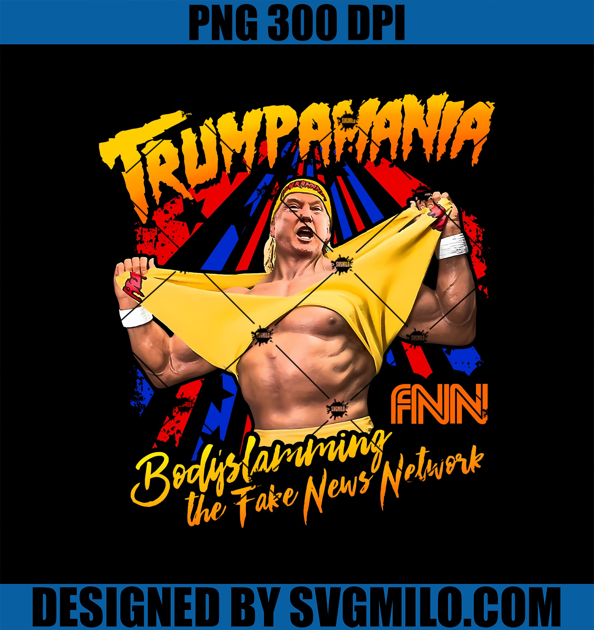 Trump Wrestling Meme PNG, Fake News Trump Mania PNG