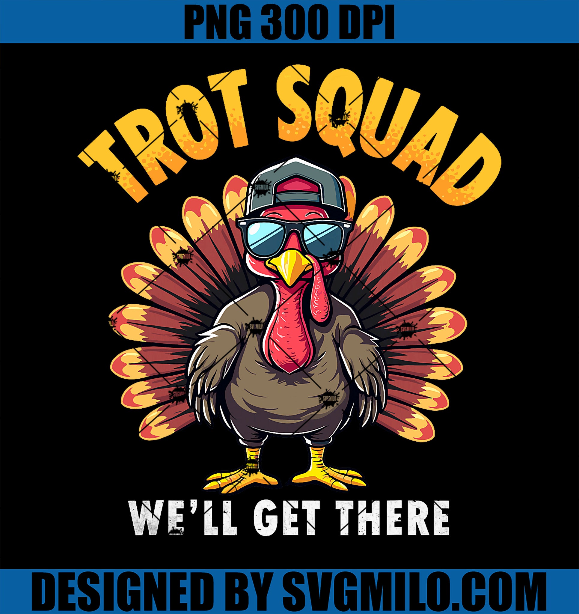 Turkey Trot Squad 2024 PNG, Funny Thanksgiving Turkey Running PNG