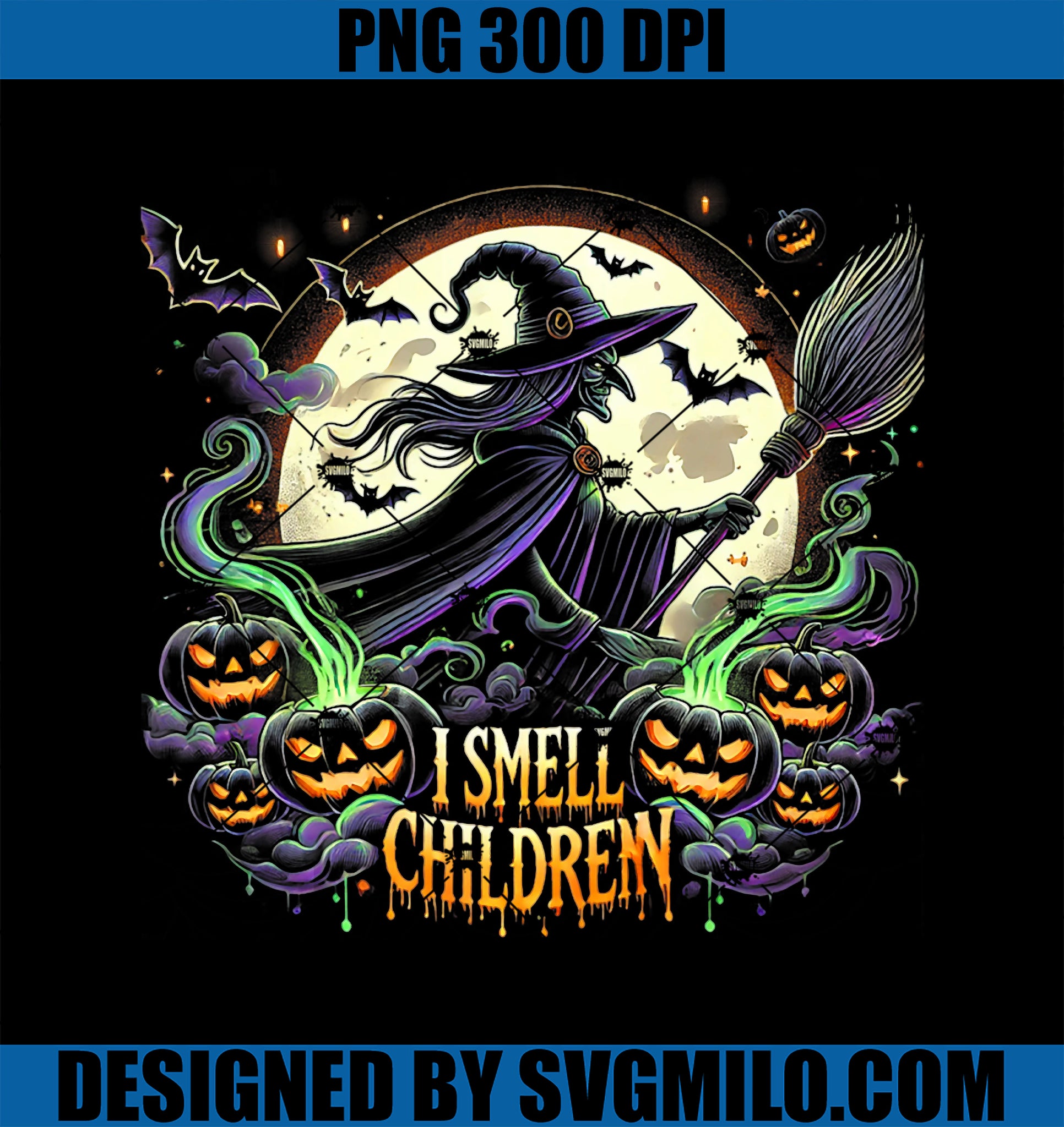 Vintage I Smell Children Witch PNG, Funny Halloween Humor PNG