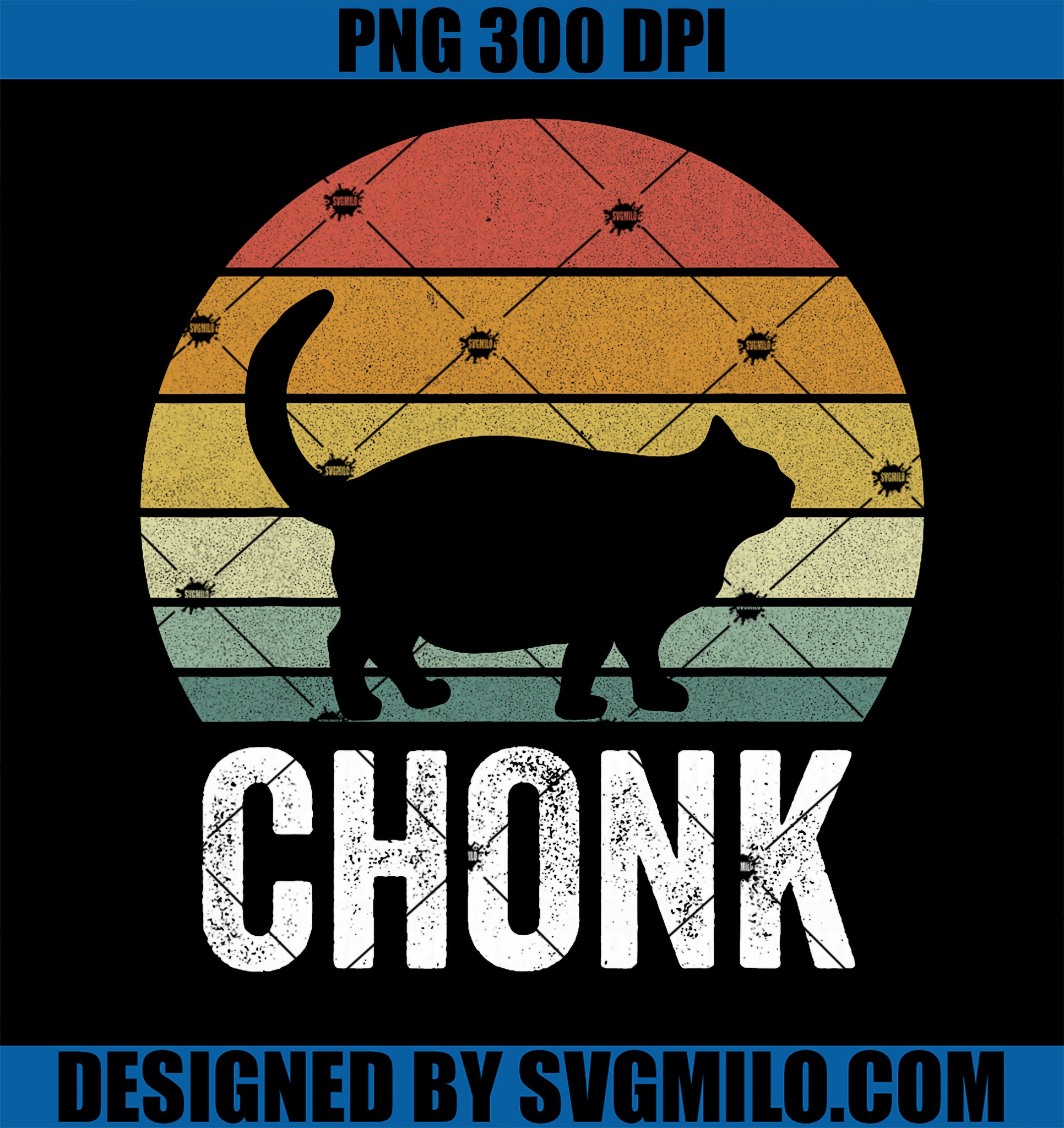 Vintage Retro Sunset PNG, Funny Fat Cats Cat Meme Chonk Cat PNG