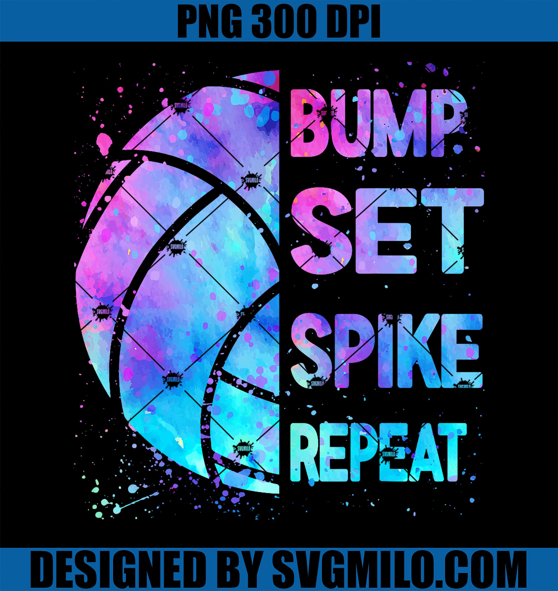 Volleyball PNG, Bump Set Spike Repeat PNG