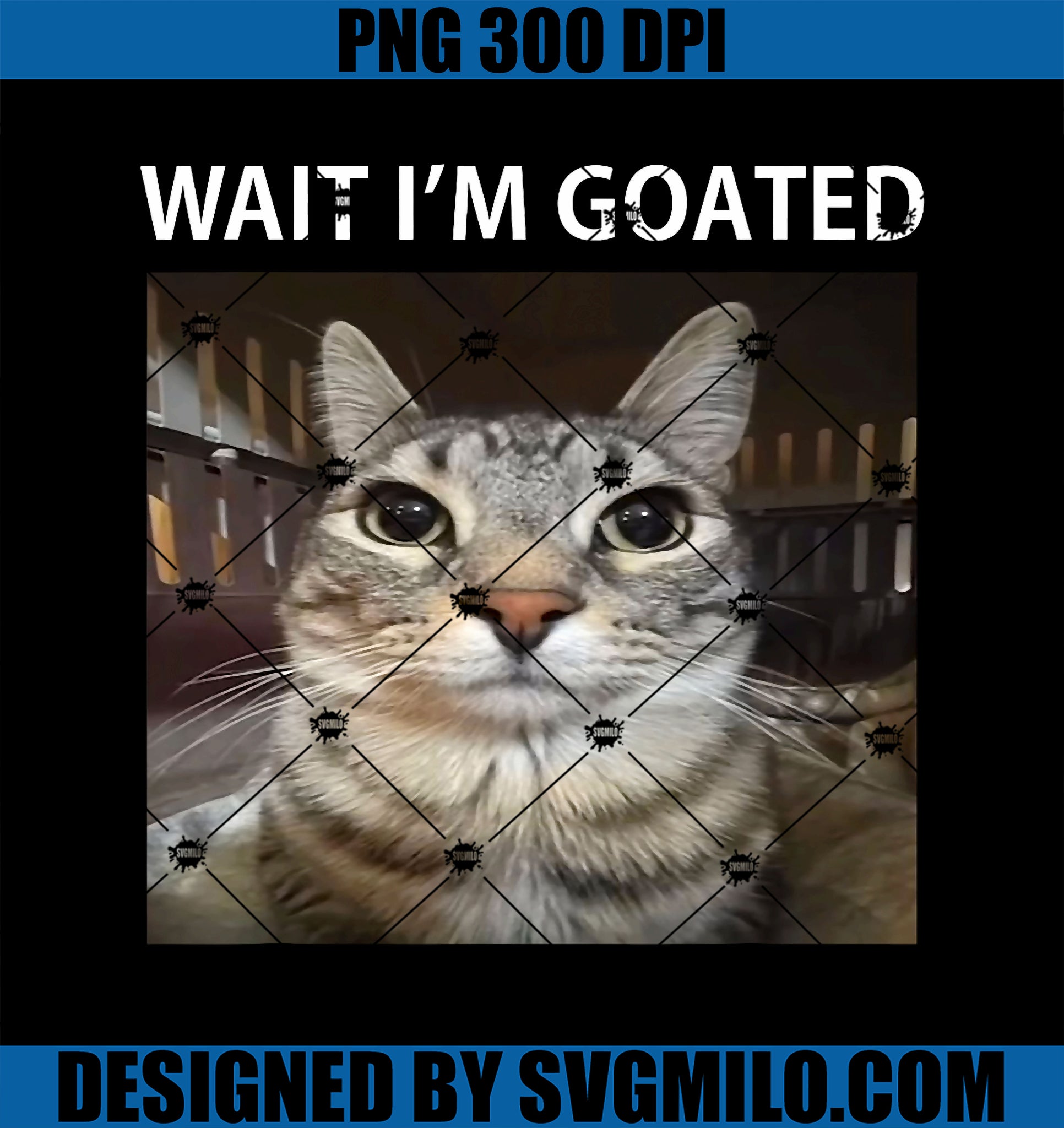 Wait I'm Goated Silly PNG, Cat Meme PNG