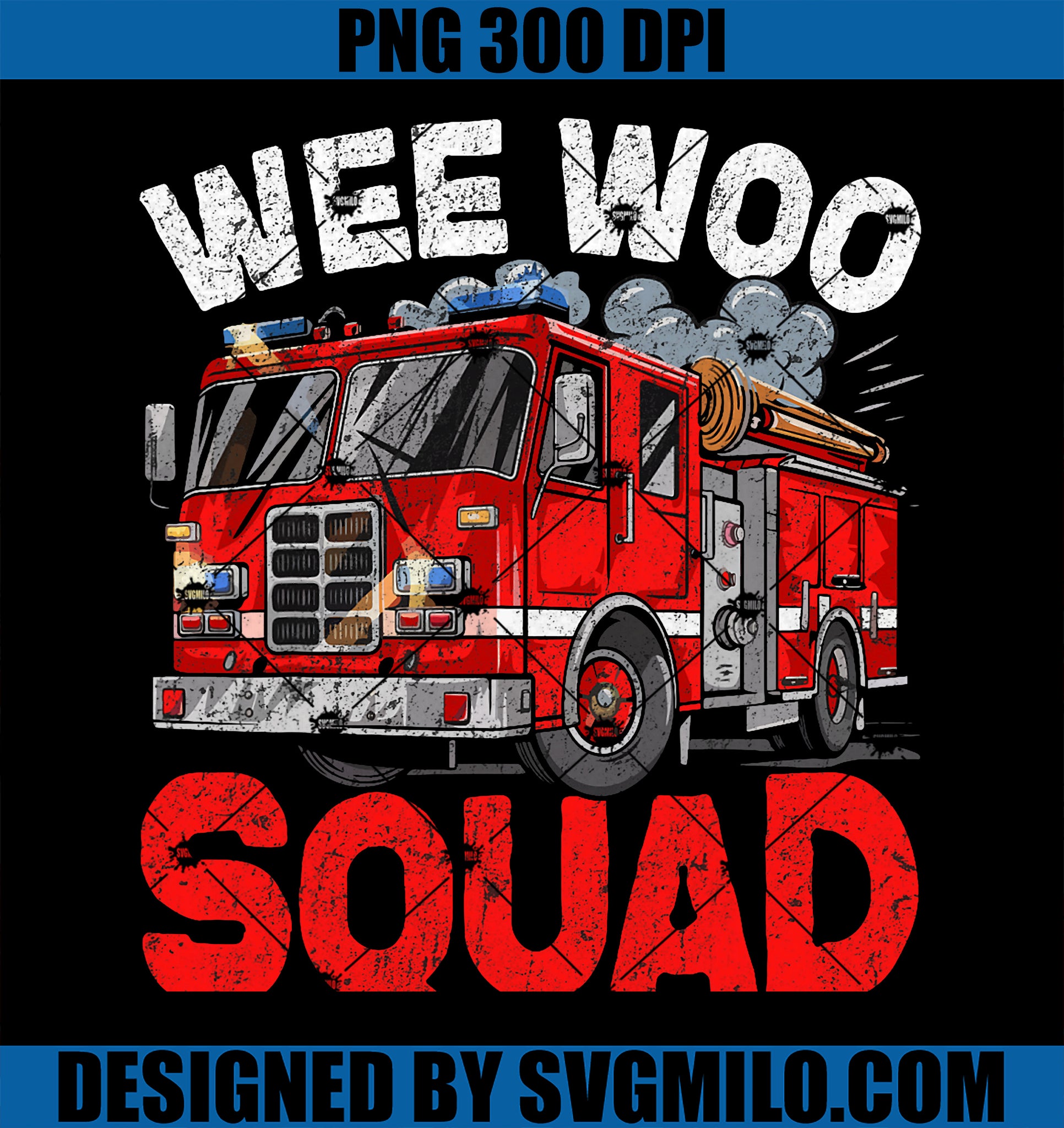 Wee Woo Squad PNG, Funny Firefighter Fire Truck Fireman PNG