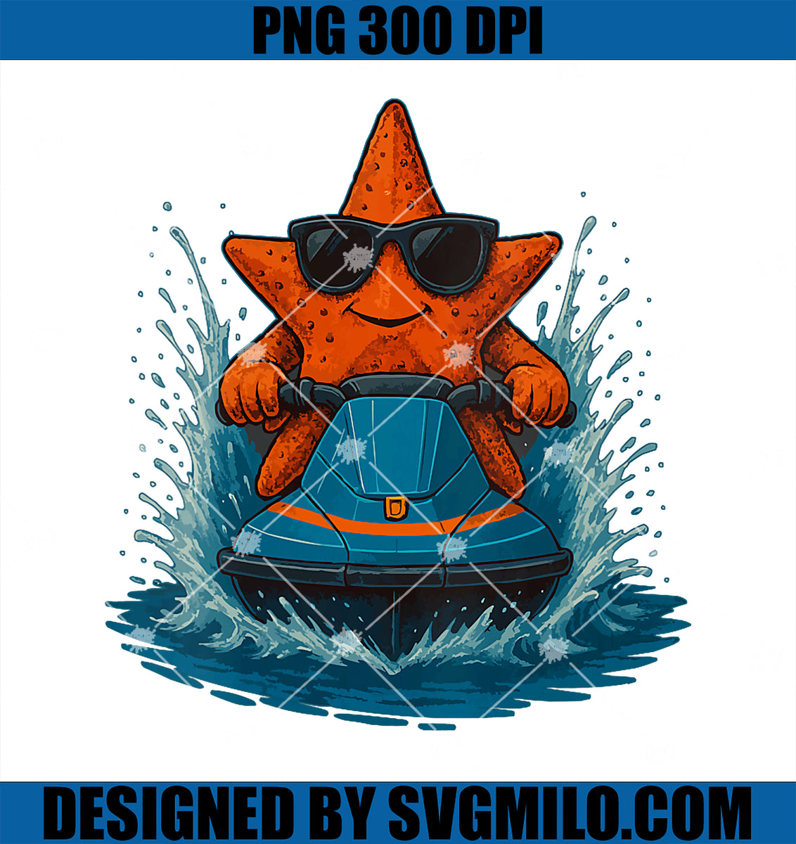 WomensCoolStarfishPNG_WithSunglassesMarineStarJetSkiRiderPNGcopy ...