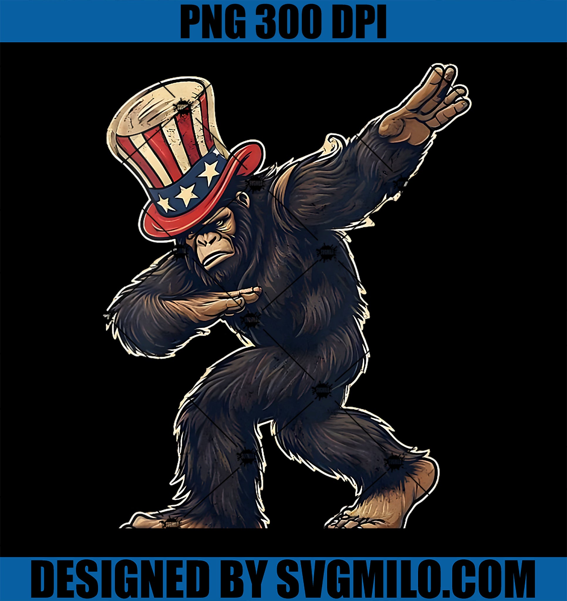 Womens Dabbing Bigfoot 4th Of July PNG, Men Sasquatch American Flag PNG,