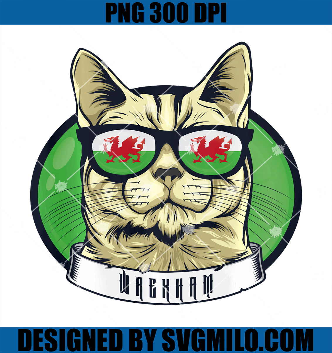 WrexhamFunnyCatShadesWalesCityCymruPNG_WelshFlagDragonPNGcopy_1200x1200 ...