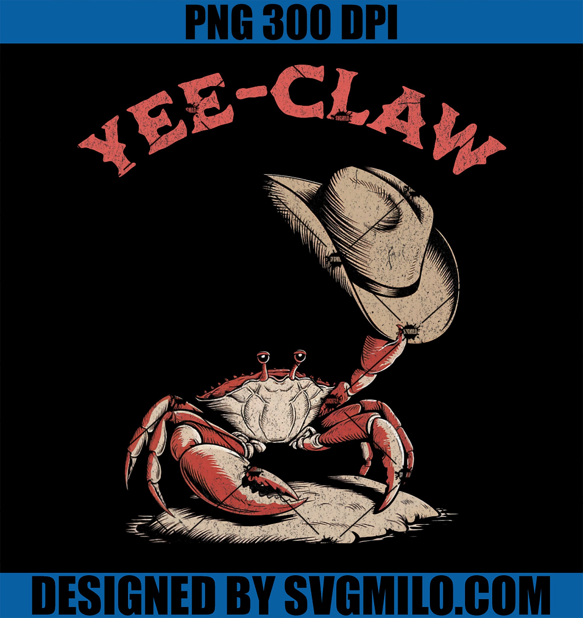 Yee- Claw PNG, Crab Cowboy Hat PNG