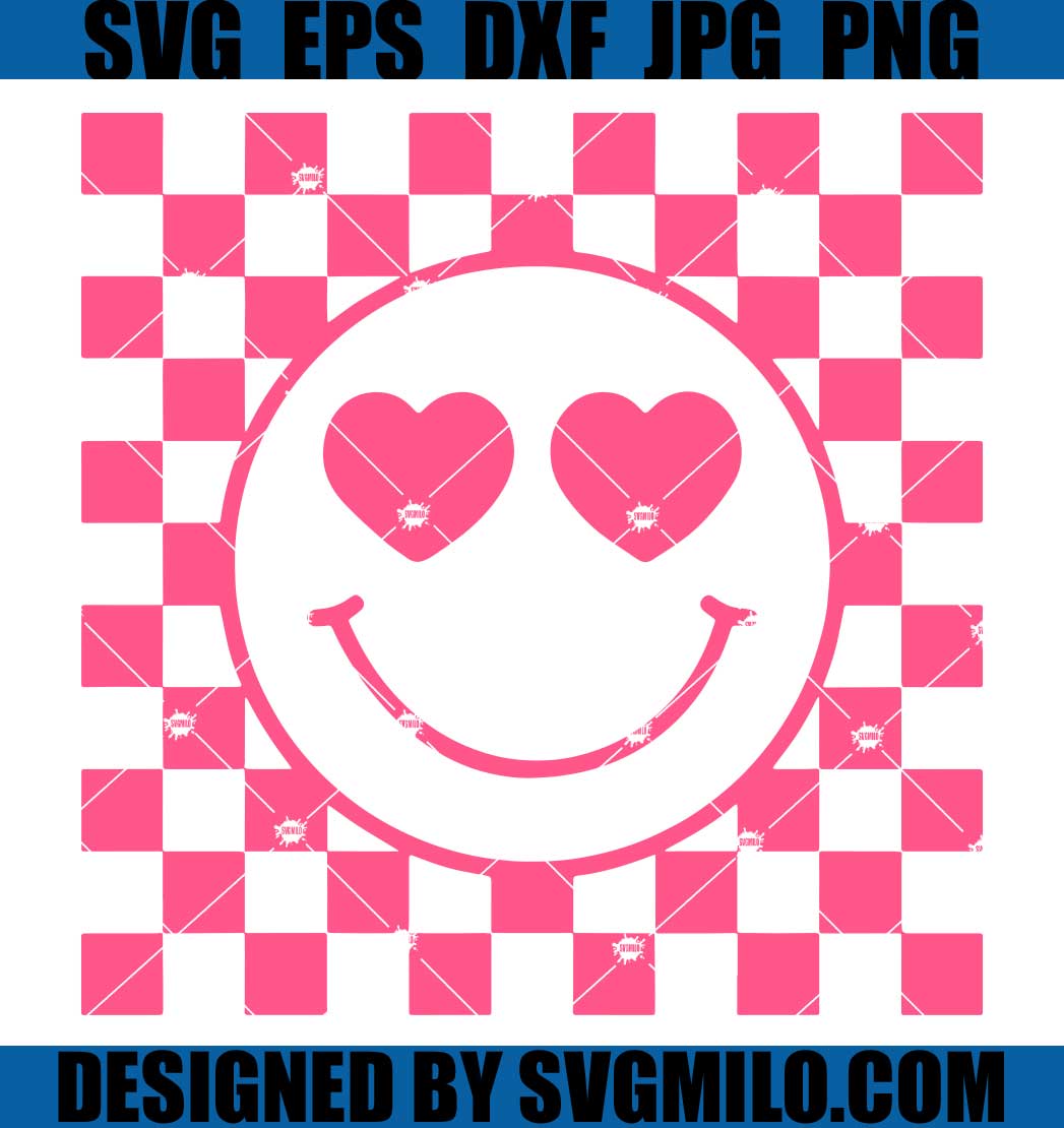 Love-Happy-Face-Checkers-SVG_-Valentines-Vibes-SVG_-Heart-Eyes-Happy ...