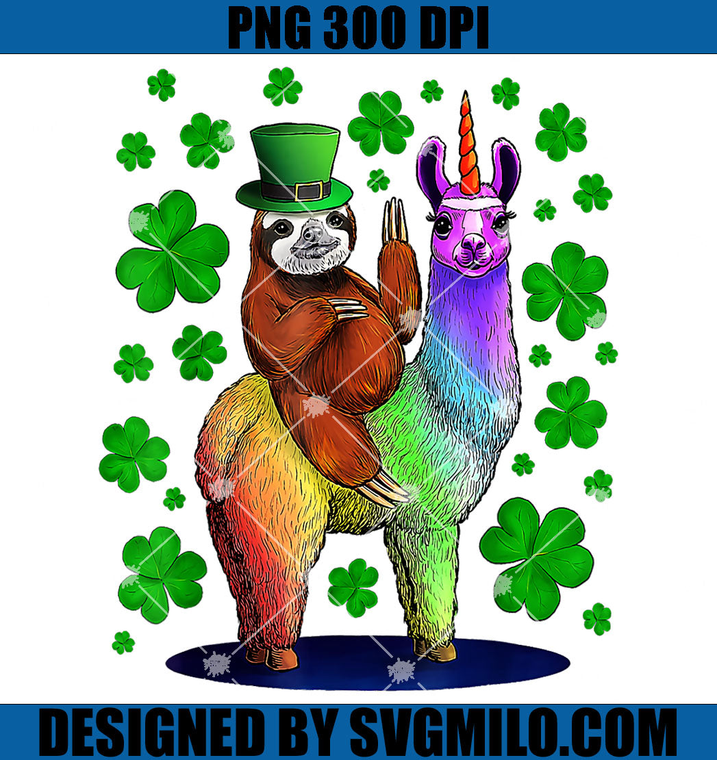 StPatrick_sDaySlothRidingLlamaPNG_LeprechaunHatPNG_LlamaPNGcopy ...