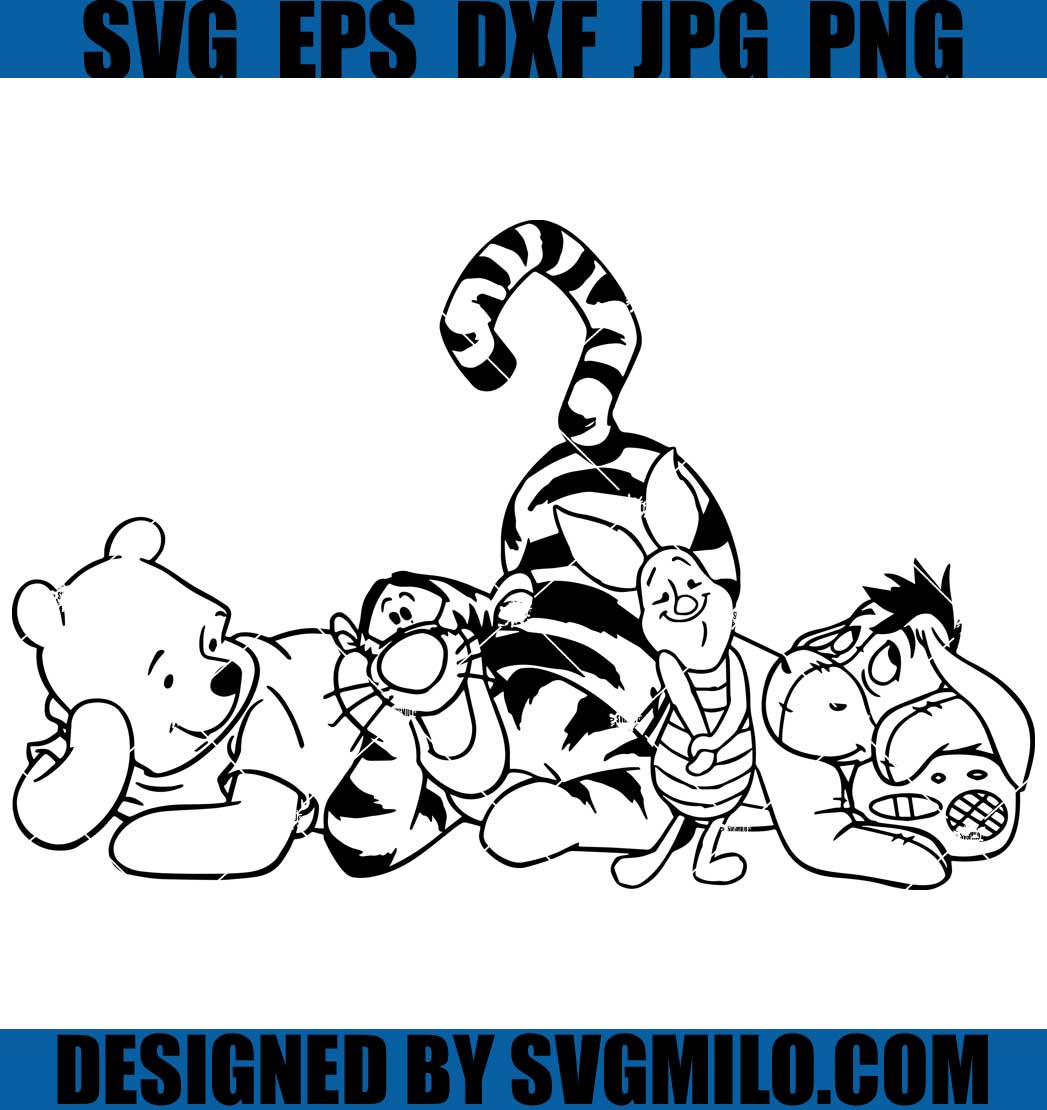 Winnie The Pooh Outline Svg Winnie Pooh And Friends Circle SVG, Pooh